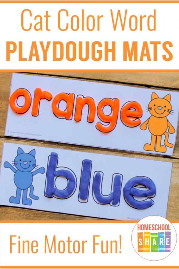 Cat Color Word Playdough Mats - Homeschool Share