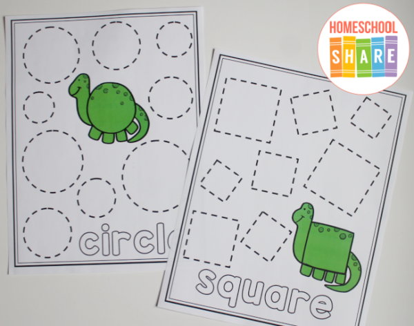 Free Dinosaur Shapes Tracing Worksheets - Homeschool Share