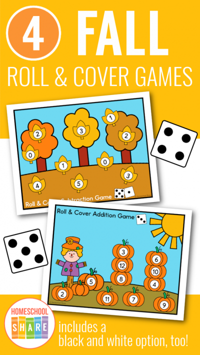 Fall Roll and Cover Math Games - Homeschool Share