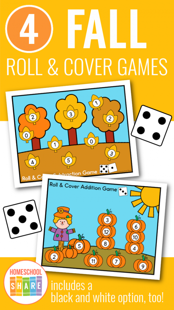 Fall Roll and Cover Math Games - Homeschool Share