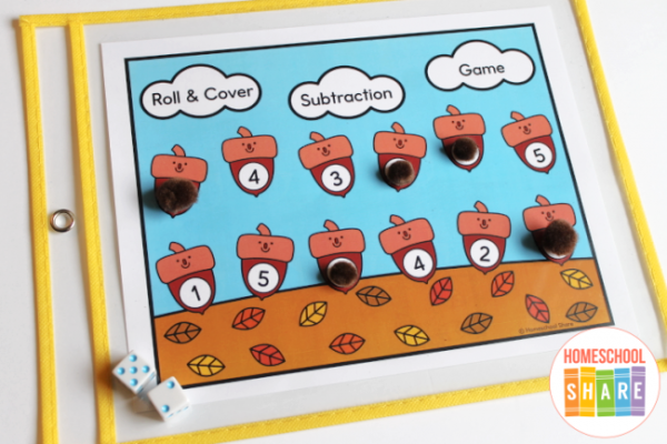 Fall Roll and Cover Math Games - Homeschool Share
