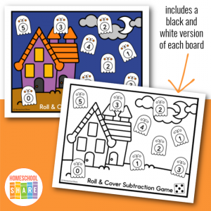 Halloween Roll and Cover Math Games - Homeschool Share