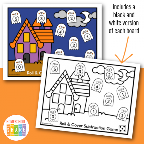 Halloween Roll and Cover Math Games - Homeschool Share