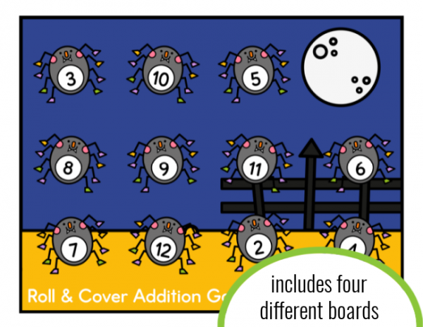 Halloween Roll and Cover Math Games - Homeschool Share