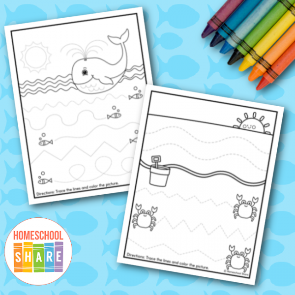 Ocean Animal Tracing Pages - Homeschool Share