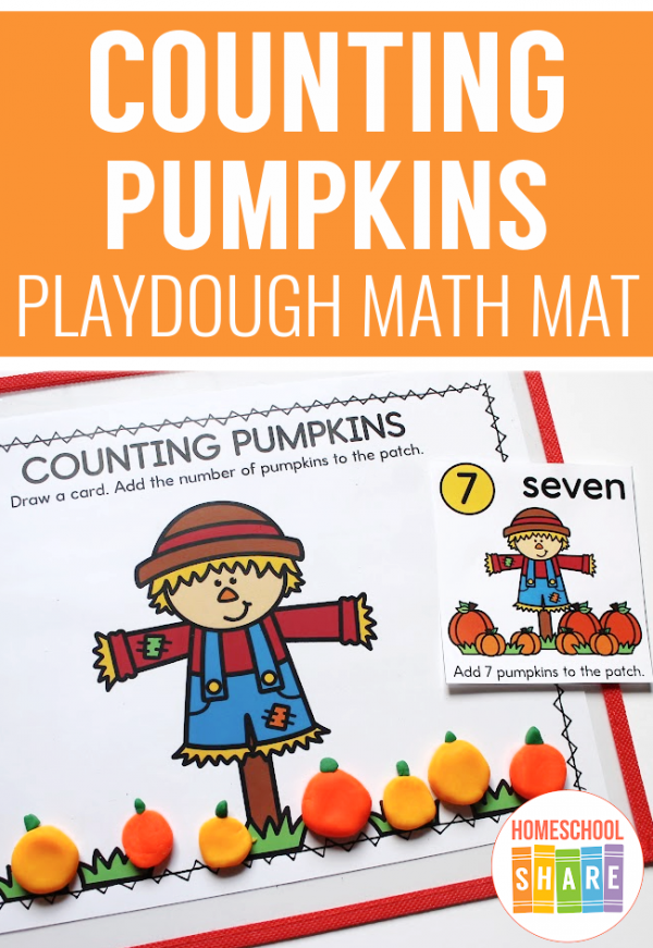 Counting Pumpkins Playdough Math Mat - Homeschool Share