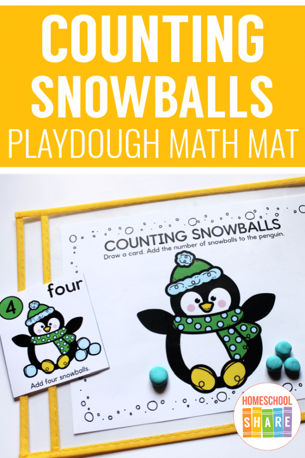 Counting Snowballs Playdough Math Mat - Homeschool Share