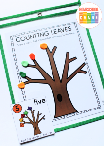 Counting Leaves Playdough Math Mat - Homeschool Share