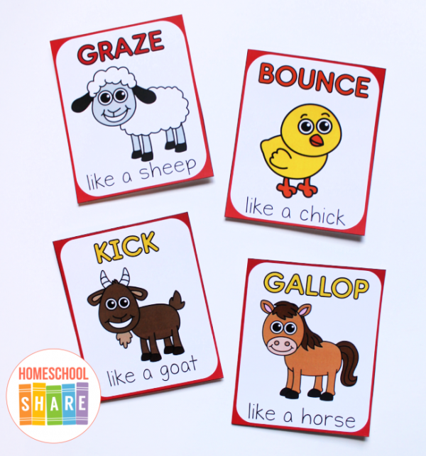 Free Farm Animal Movement Cards - Homeschool Share