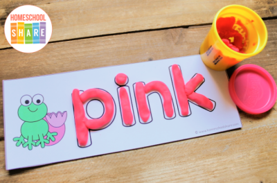 Frog Color Word Playdough Mats - Homeschool Share