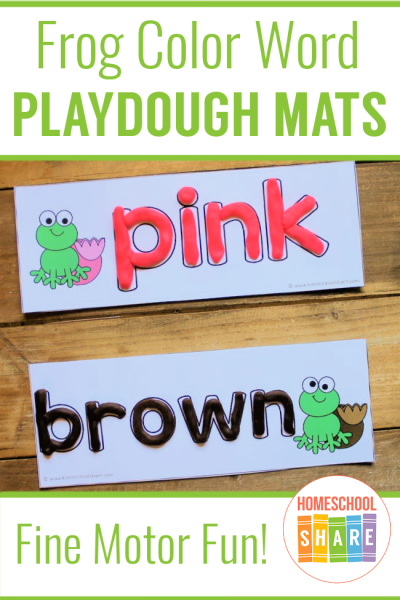 Frog Color Word Playdough Mats - Homeschool Share