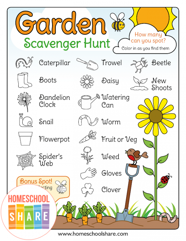 Free Garden Scavenger Hunt - Homeschool Share