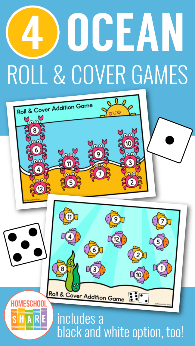 Ocean Roll and Cover Games - Homeschool Share