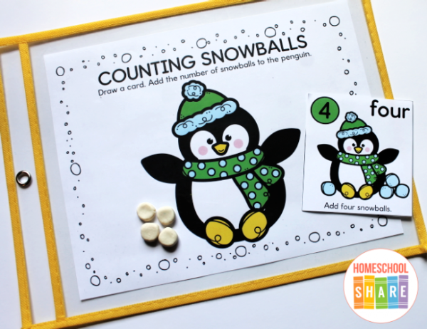 Counting Snowballs Playdough Math Mat - Homeschool Share