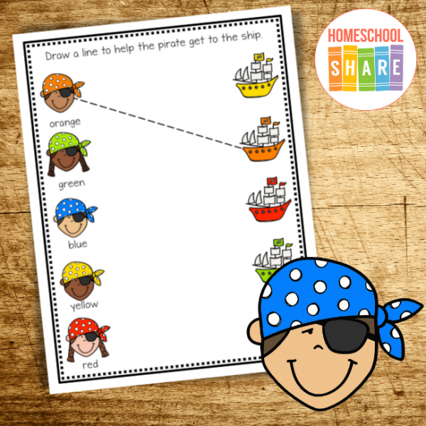 Pirate Color Matching Activity Printable - Homeschool Share