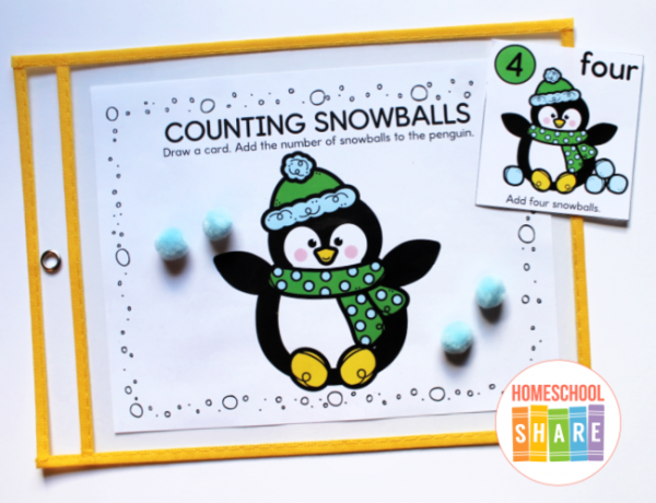 Counting Snowballs Playdough Math Mat - Homeschool Share