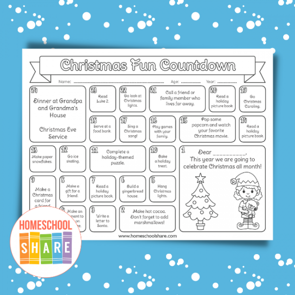 Christmas Countdown Calendar - Homeschool Share