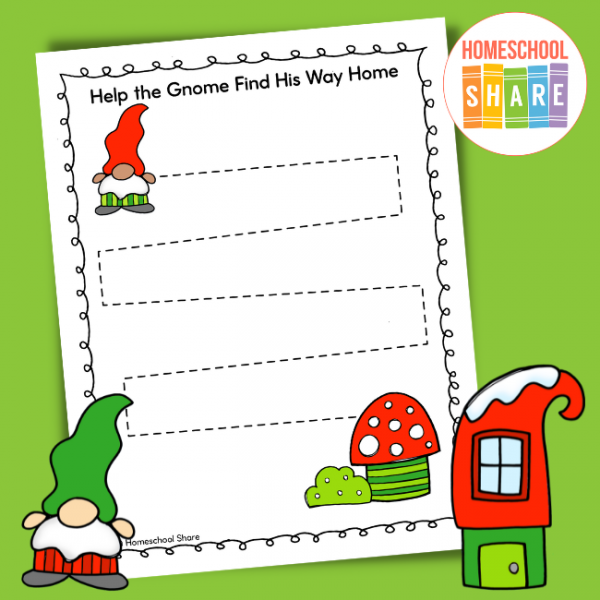 Christmas Gnomes Tracing Pages - Homeschool Share
