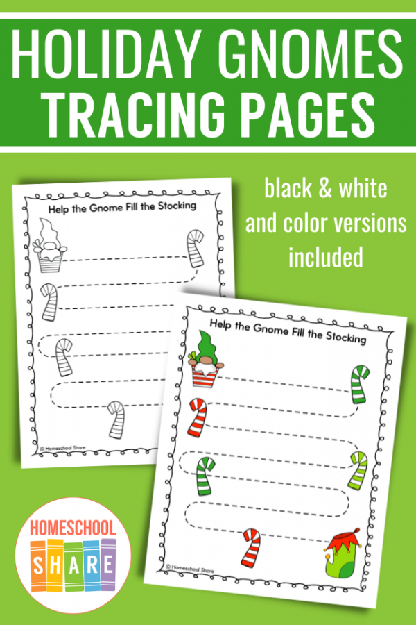 Christmas Gnomes Tracing Pages - Homeschool Share