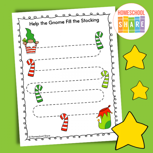 Christmas Gnomes Tracing Pages - Homeschool Share