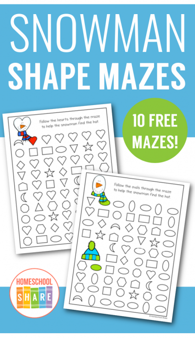 Snowman Shape Mazes - Homeschool Share