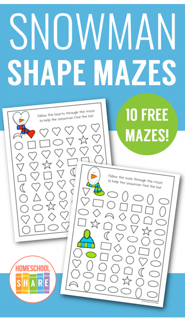 Snowman Shape Mazes - Homeschool Share