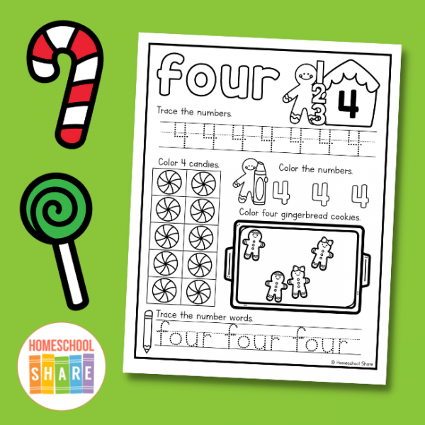 Gingerbread Number Tracing Pages - Homeschool Share