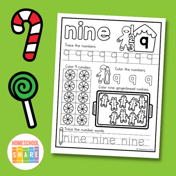 Gingerbread Number Tracing Pages - Homeschool Share