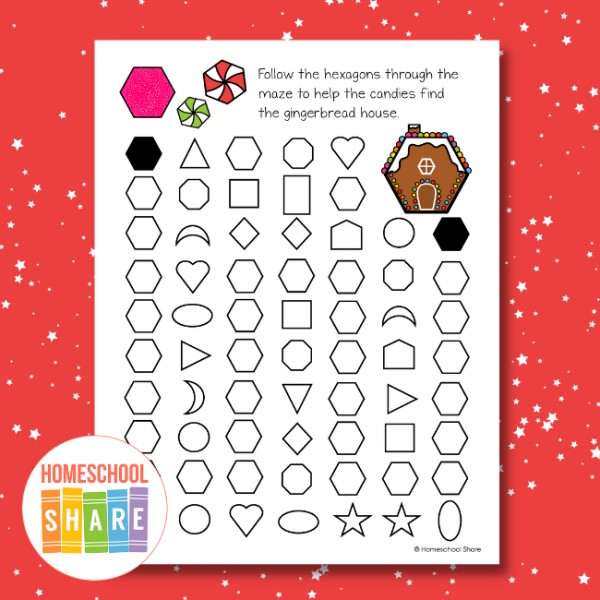 Free Gingerbread Shape Mazes - Homeschool Share