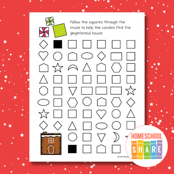 Free Gingerbread Shape Mazes - Homeschool Share