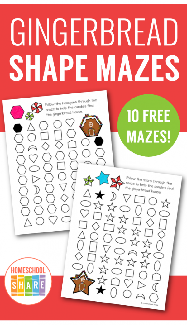 Free Gingerbread Shape Mazes - Homeschool Share