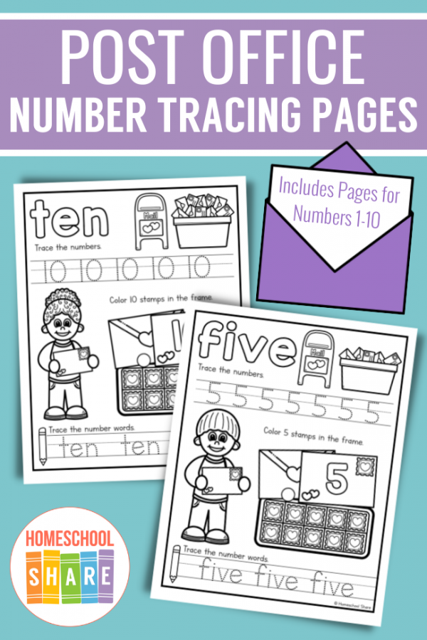 Post Office Number Tracing Pages - Homeschool Share