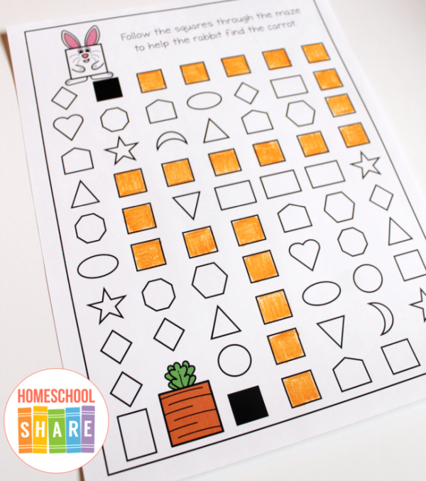 Rabbit Shape Mazes Printable - Homeschool Share