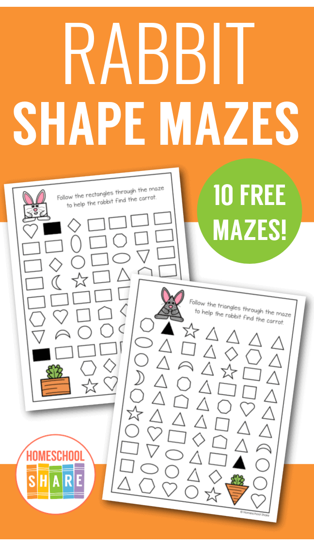 Rabbit Shape Mazes Printable - Homeschool Share