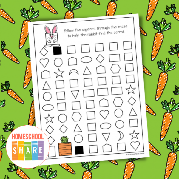 Rabbit Shape Mazes Printable - Homeschool Share