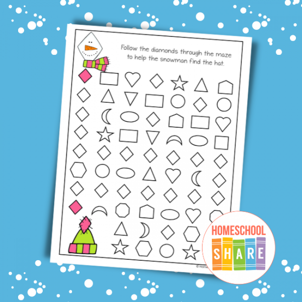 Snowman Shape Mazes - Homeschool Share