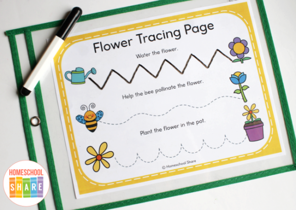 Free Printable Flower Tracing Lines Worksheets - Homeschool Share