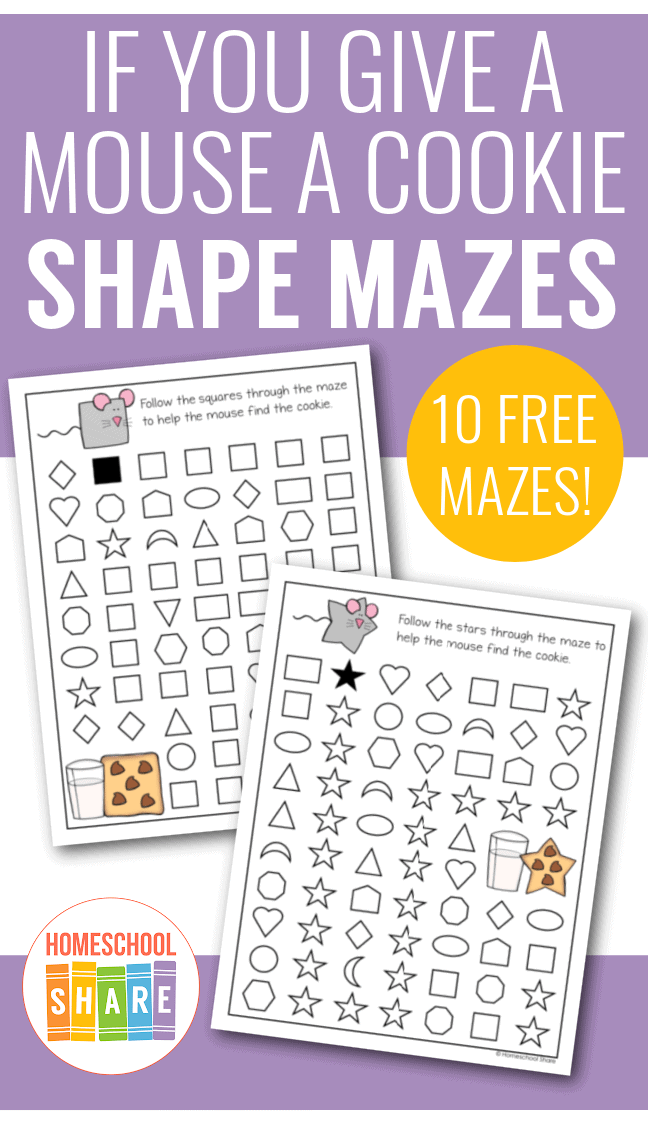 If You Give a Mouse a Cookie Shape Mazes - Homeschool Share