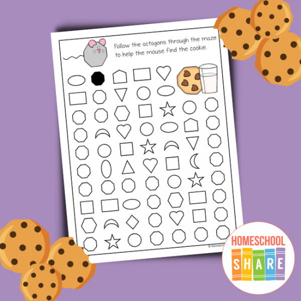 If You Give a Mouse a Cookie Shape Mazes - Homeschool Share