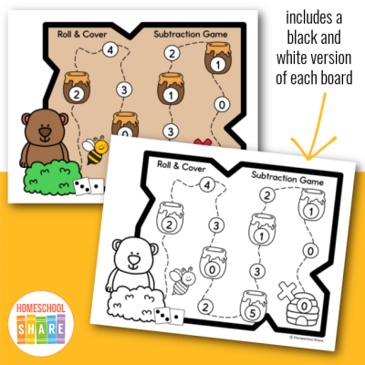 Free Bear Roll and Cover Dice Game Set - Homeschool Share
