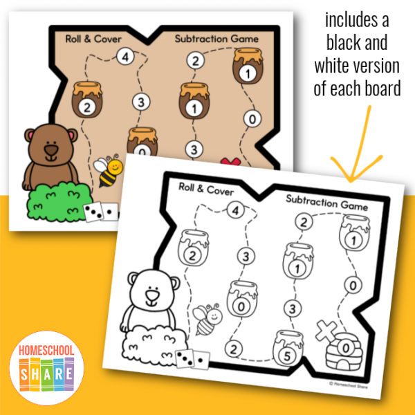 Free Bear Roll and Cover Dice Game Set - Homeschool Share