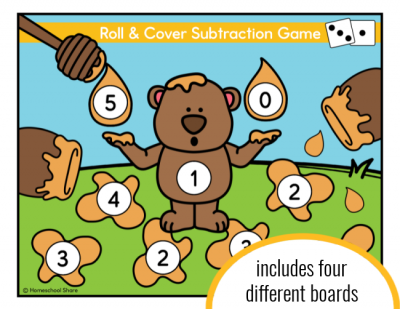 Free Bear Roll and Cover Dice Game Set - Homeschool Share