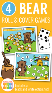 Free Bear Roll and Cover Dice Game Set - Homeschool Share