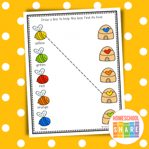 Bee Color Matching Worksheets - Homeschool Share