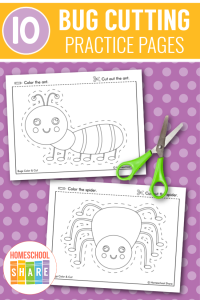 Free Bugs Cutting Practice Worksheets - Homeschool Share
