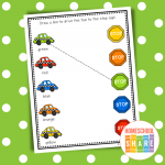 Car Color Matching Worksheets - Homeschool Share