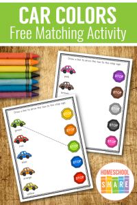 Car Color Matching Worksheets - Homeschool Share