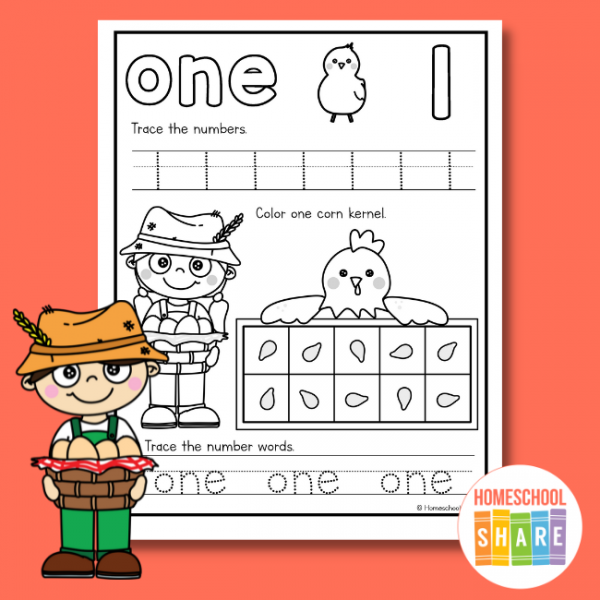 Free Farm Themed Number Tracing Sheets - Homeschool Share