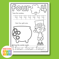 St. Patrick's Day Number Tracing Worksheets - Homeschool Share