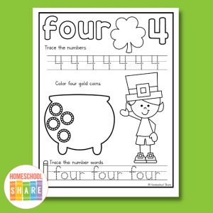 St. Patrick's Day Number Tracing Worksheets - Homeschool Share